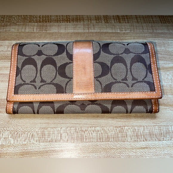 Coach | Bags | Coach Vintage Bifold Signature Monogram Long Wallet ...
